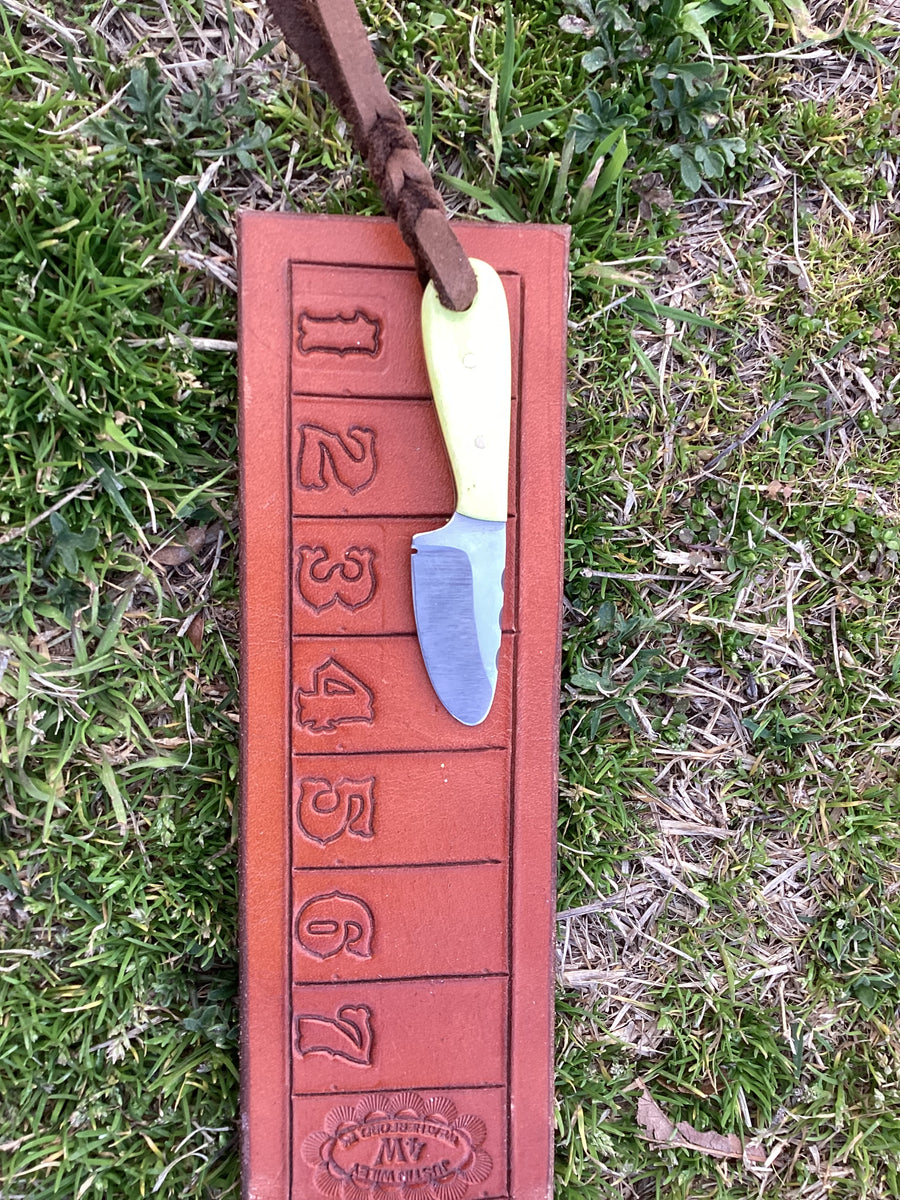 4” lil knife with no edge bone handles and pancake sheath – Wiley Knives